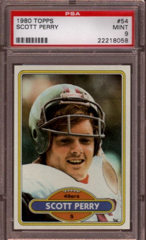 1980 TOPPS # 54 SCOTT PERRY (RARE) SAN FRANCISCO S.F. 49ERS PSA 9 MINT ...