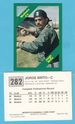 1989 Cal Minor League Card - Modesto A's - Jorge Brito - Box 200 | eBay