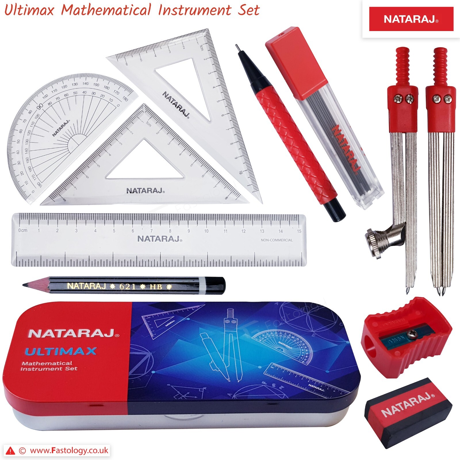 NATARAJ Ultimax Maths Geometry Set Divider Compass Set Squares ...