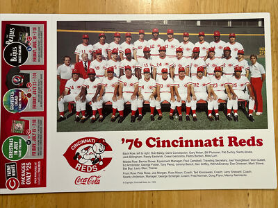 1976 CINCINNATI REDS 8.5X10 SGA TEAM PHOTO ROSE BENCH PEREZ BASEBALL W ...