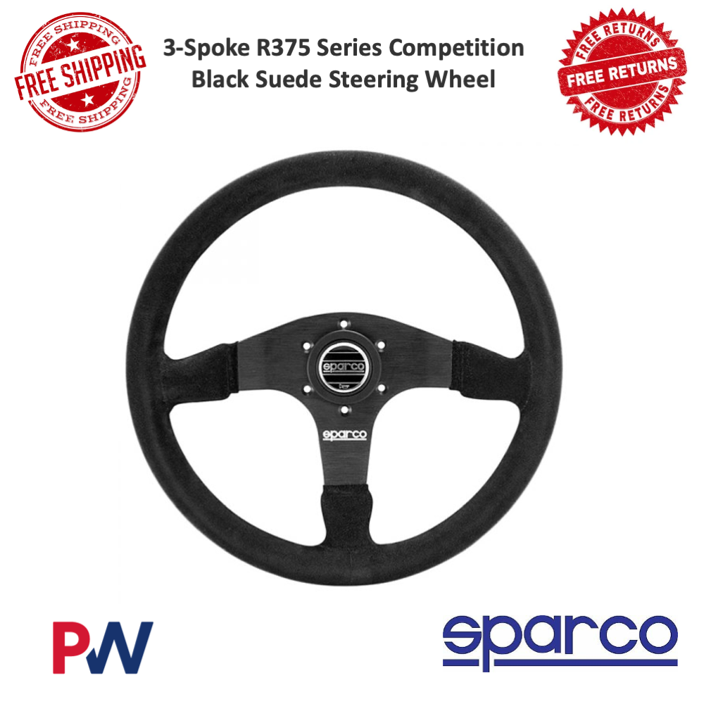 Sparco 3-Spoke R375 Series Competition Black Suede Steering Wheel ...