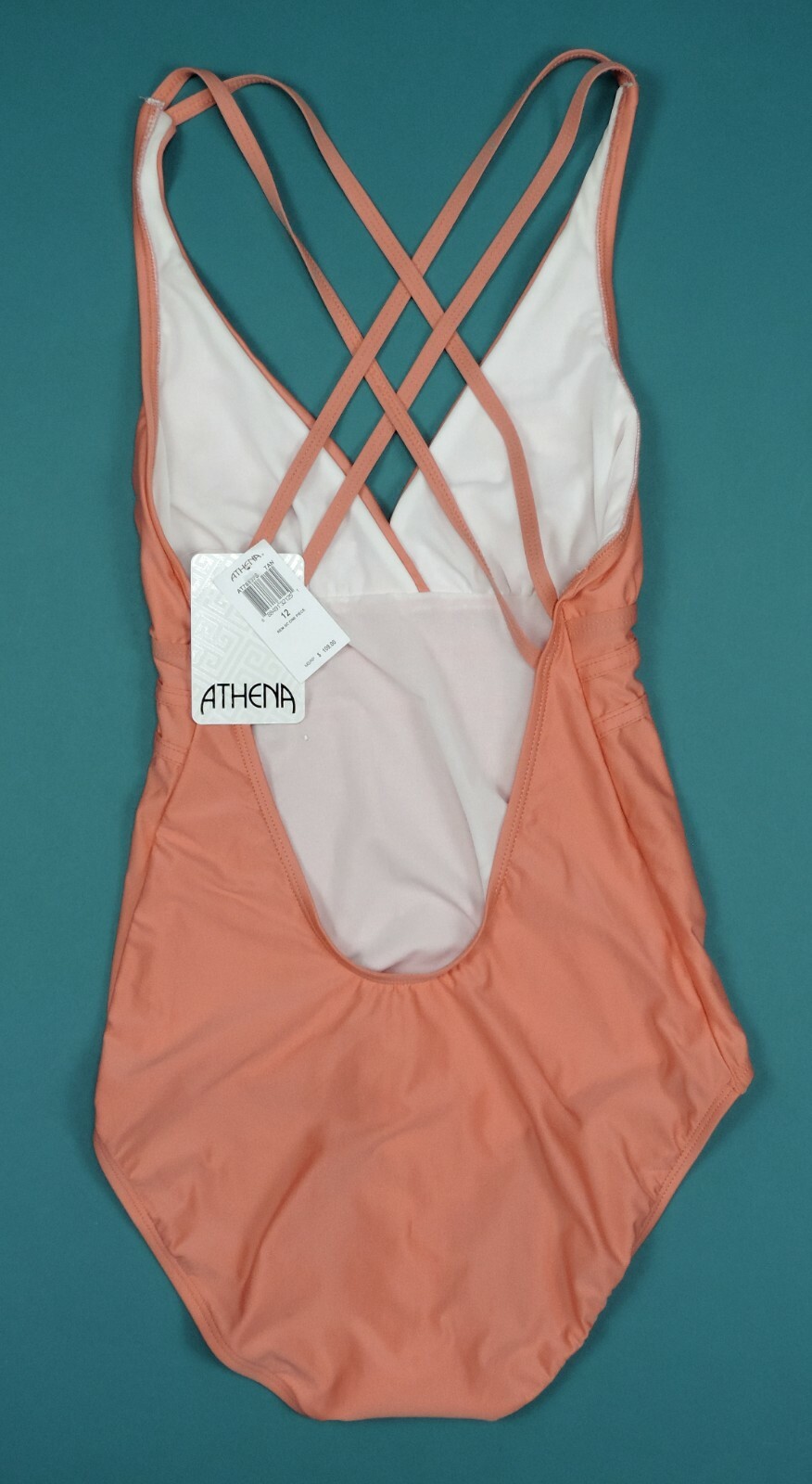 Athena One Piece Bathing Suit Solid Peach Swim suit Sz 12 for sale ...