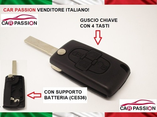 Cover Shell Citroen C4 C5 C8 Picasso Key 4 Buttons Remote with Battery ...
