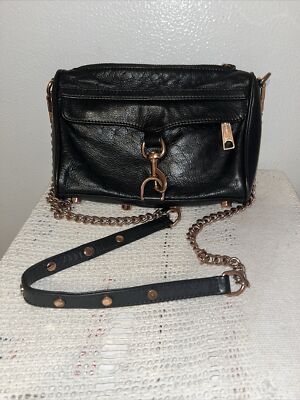 Rebecca Minkoff Mini Mac Black Leather Crossbody Purse | eBay
