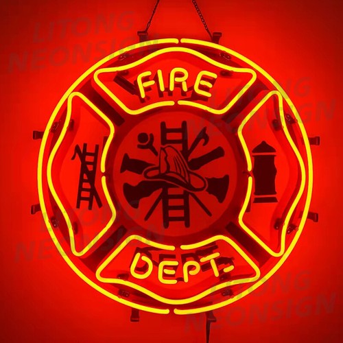 Firefighter Fire Department Neon Light Sign 18x18 Lamp With HD Vivid ...