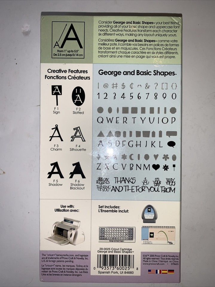 Provo Craft Cricut Font Cartridge George & Basic Shapes CIB Link Status ...