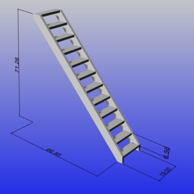 Model boat fitting - Ladder / Stair / Companionway (19 x 71mm) Size 5 ...