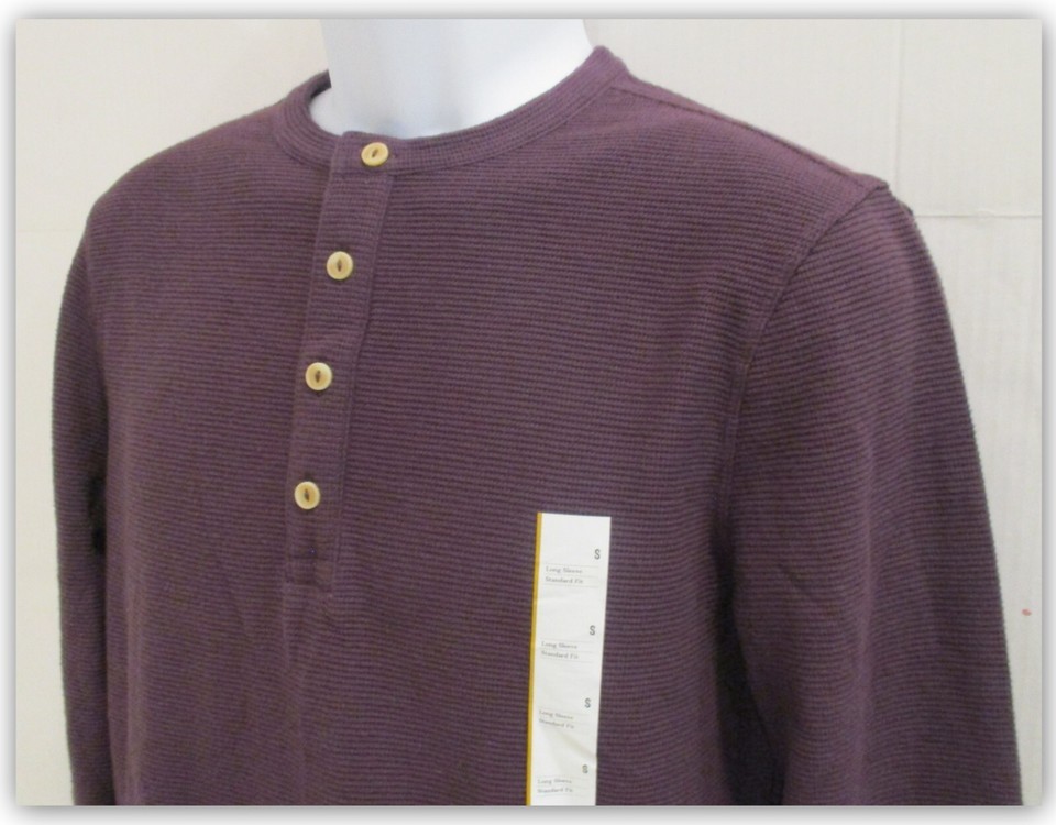 Long Sleeve Textured 4 Button HENLEY Shirts Goodfellow Purple/Blue ...