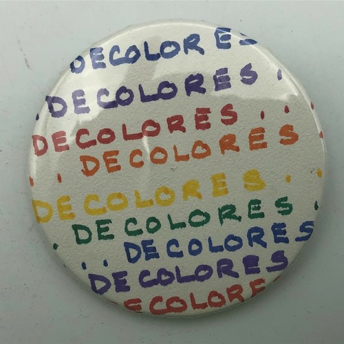 Vintage DE COLORES 2-1/4" Pin Pinback Button Traditional Spanish Folk ...