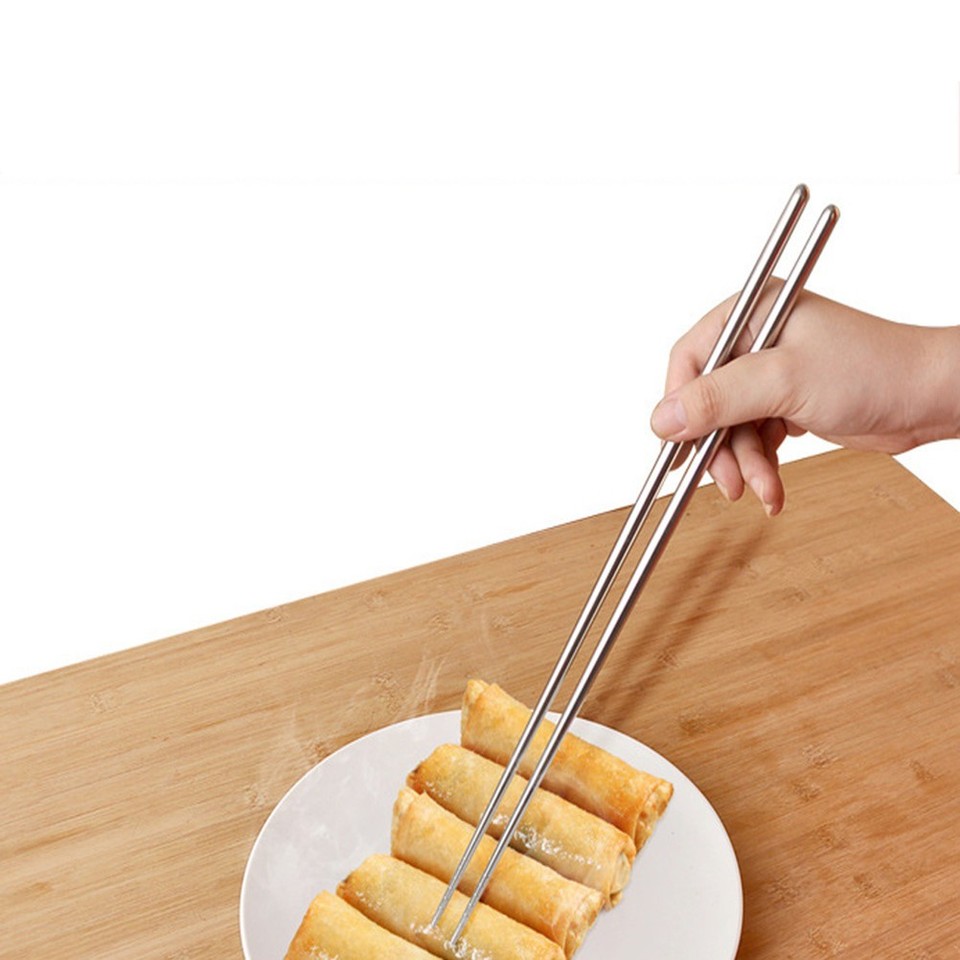 1 Pair Extra Long Stainless Steel Chopsticks 14 Inch for Cooking and ...