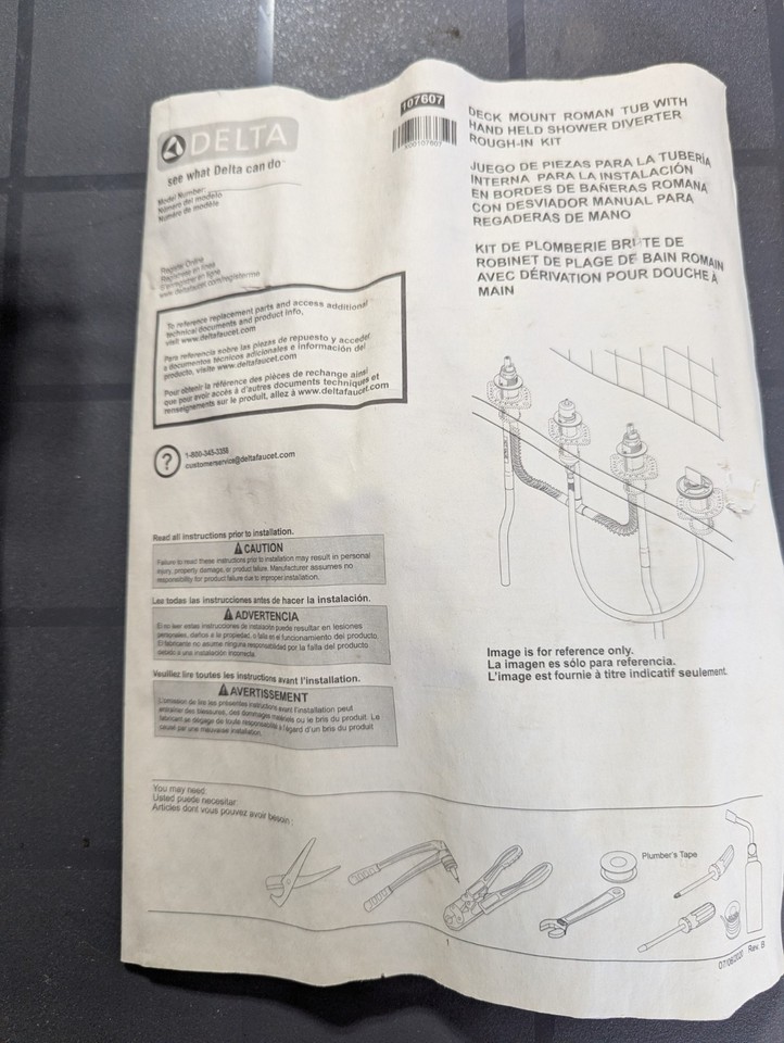 Delta Deck Mount Roman Tub Rough In Kit 107607 | eBay