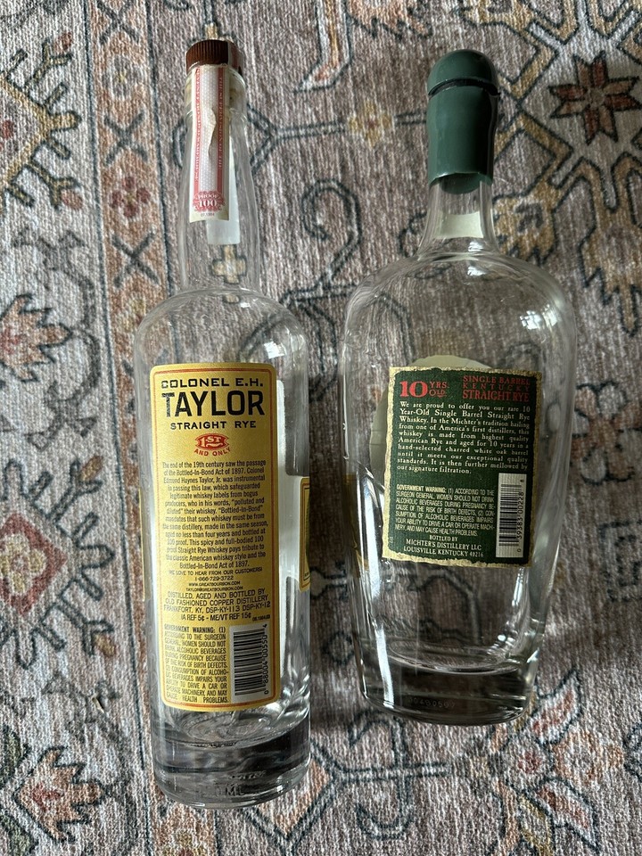 EH Taylor Straight Rye And Michter’s Straight Rye Bottles Bourbon ...
