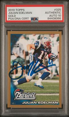 Julian Edelman 2010 Topps Gold Signed Rookie Card #325 Auto PSA 10 1246 ...
