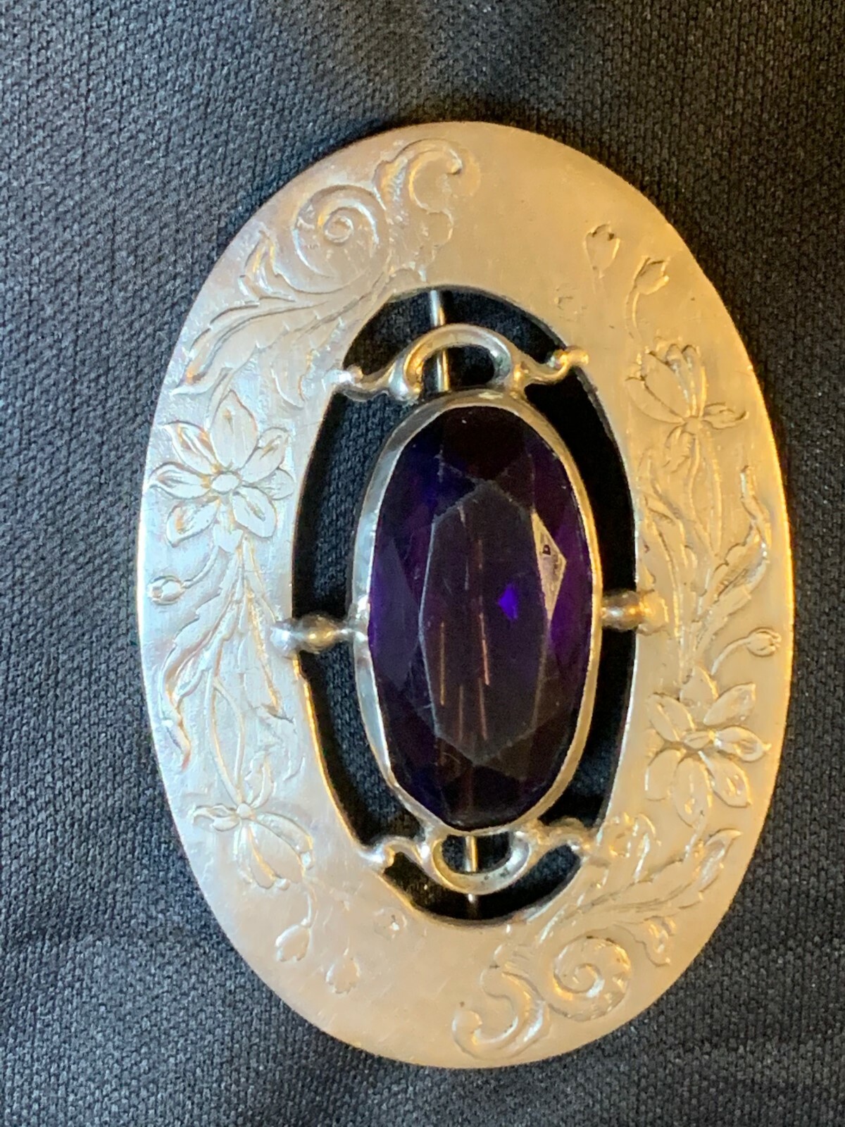 Antique Brooch C&R Charles R Hettel ?? Signed Purple … - Gem