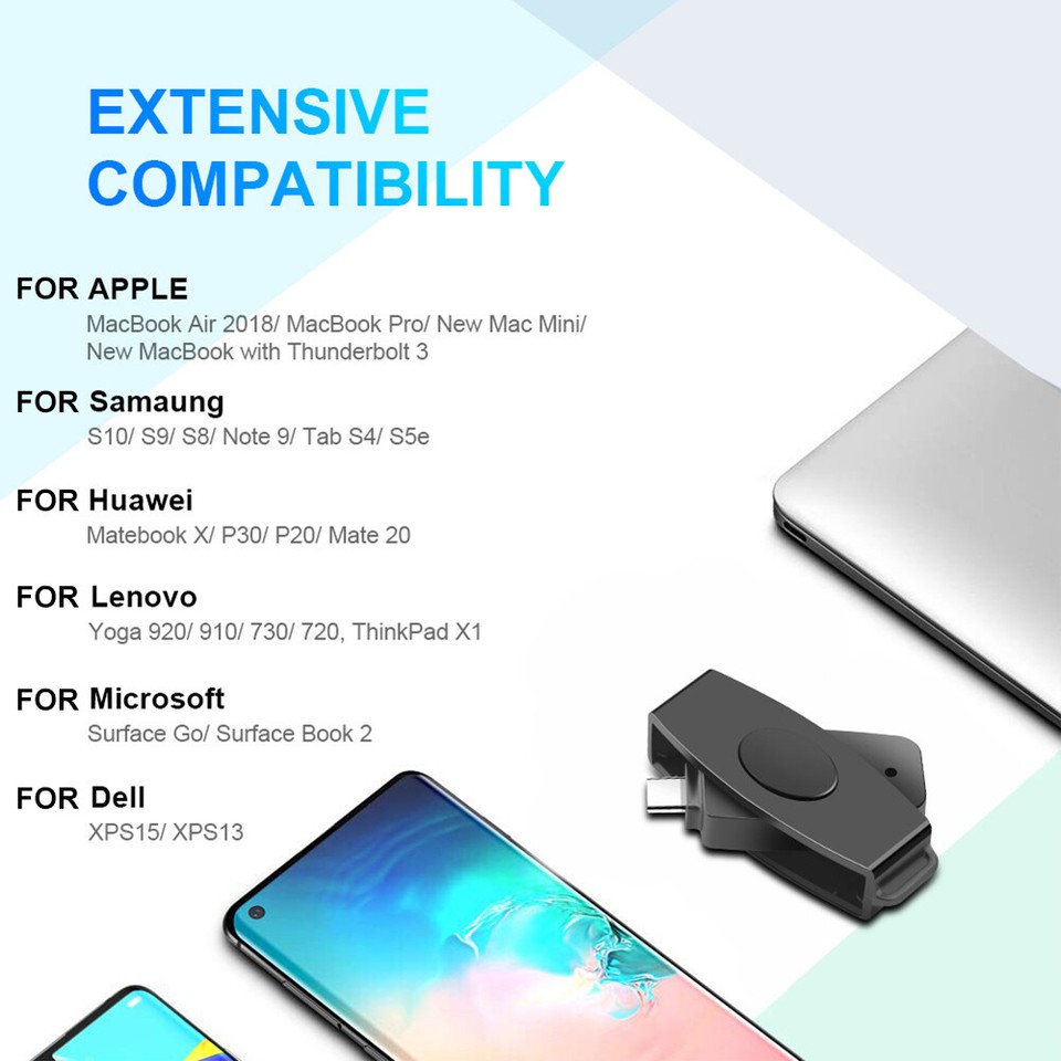 CAC Smart Card Reader Portable EMV Card External Reader Accessories for ...