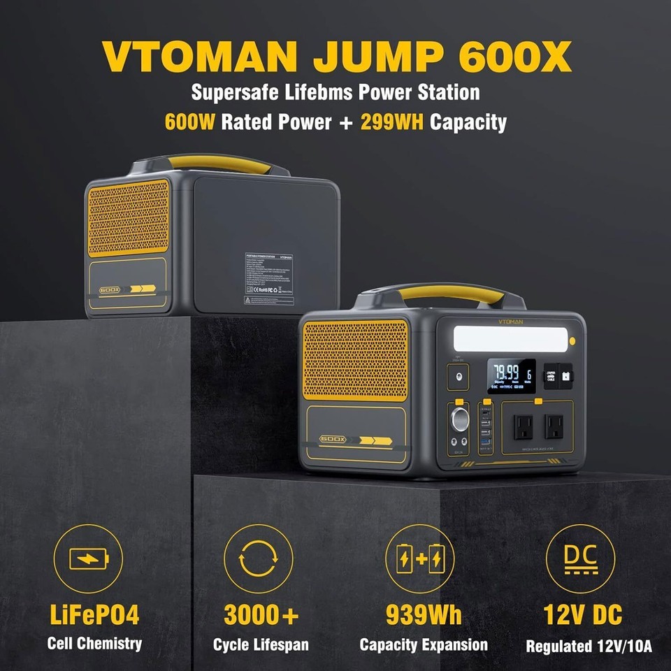VTOMAN Jump 600X Portable Power Station 600W Generator with 110W Solar ...