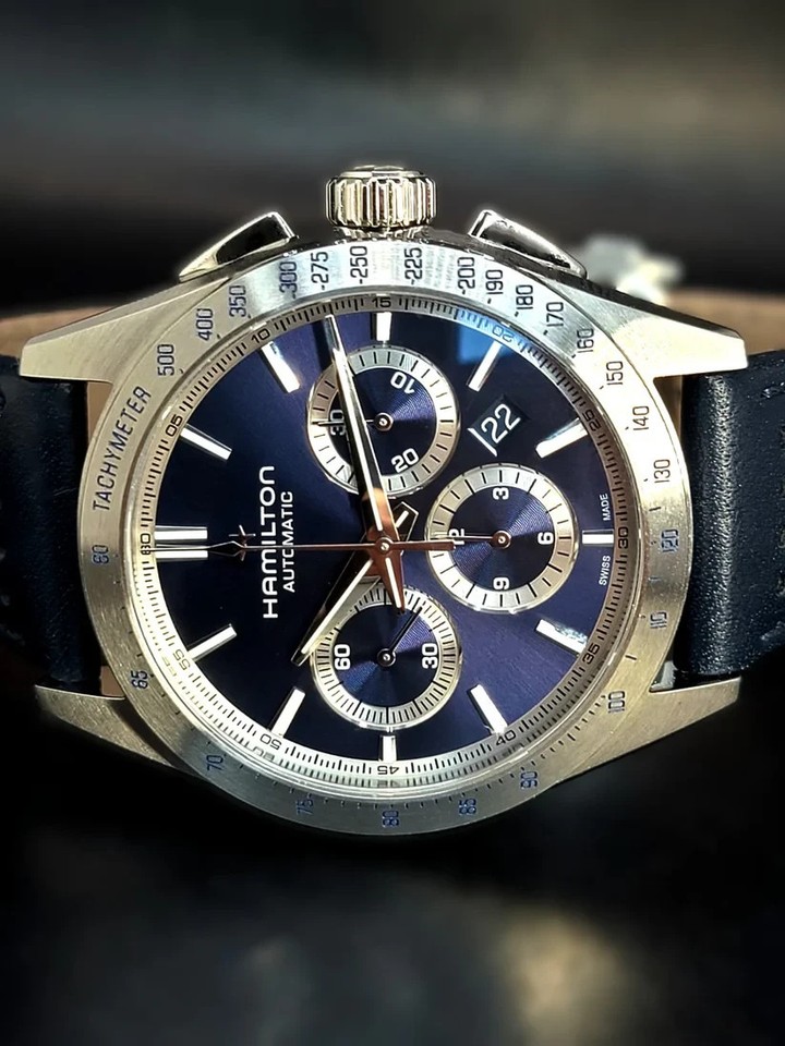Hamilton Jazzmaster Performer Auto Chrono Blue Dial Watch, 42mm | eBay