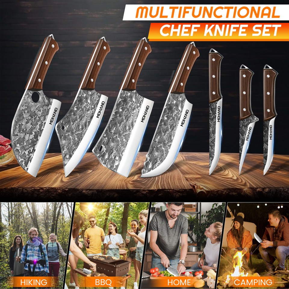 14PCS Handmade HAND FORGED DAMASCUS STEEL CHEF KNIFE Set Kitchen Knives ...