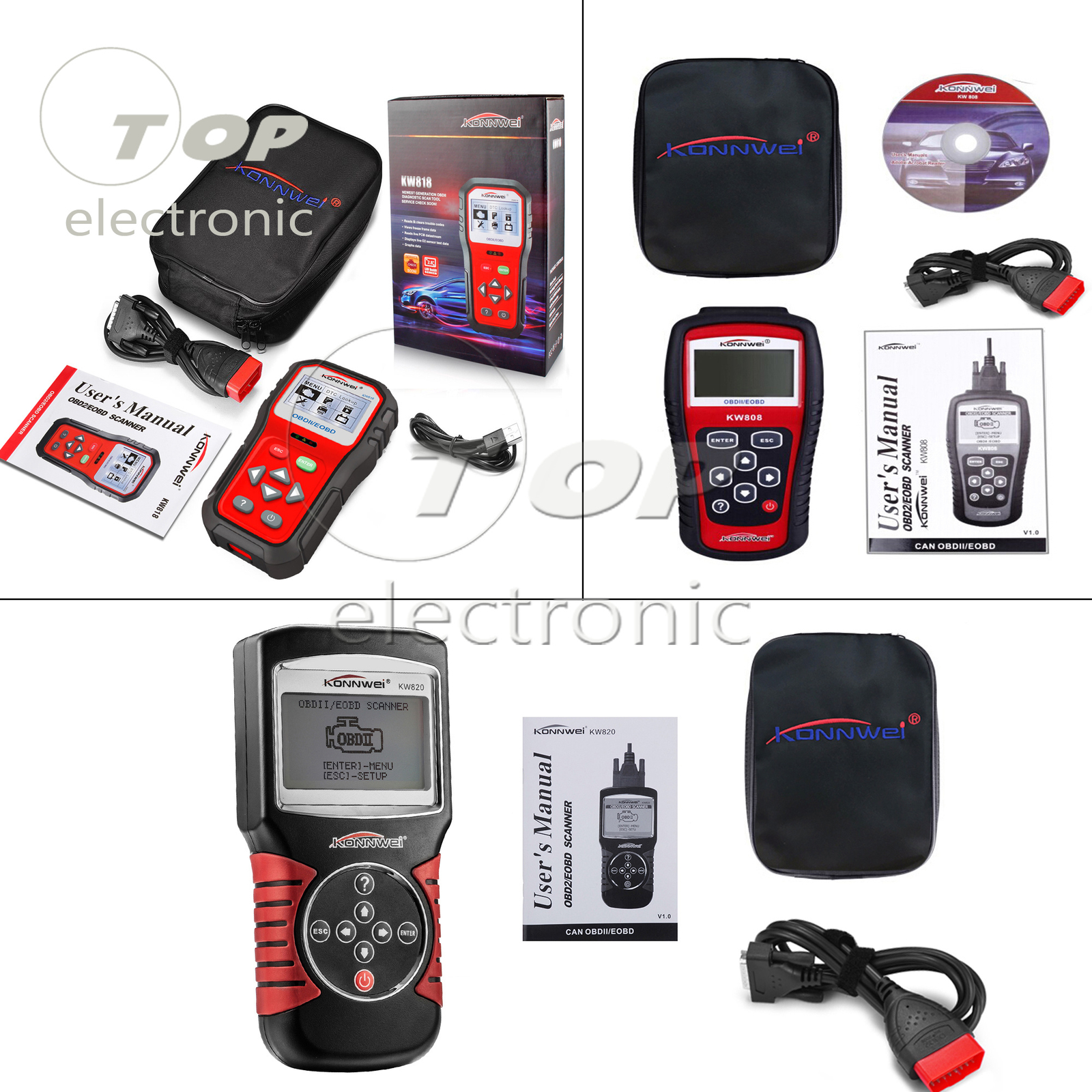 "KW818/KW808/KW820 OBD2 Scanner Car Reader Scan Tester Diagnostic Tool ...