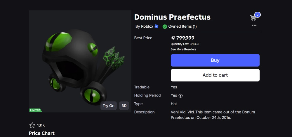 ROBLOX Limited Item. (Dominus Prafectus) | eBay