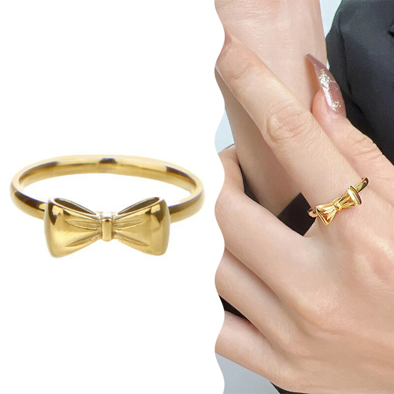 Fashion Creative Three-dimensional Bowknot Ring Simple Sweet Cute ...