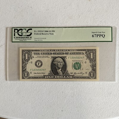 fancy serial number one dollar bill Partial Ladder PGCS 67 PPQ | eBay