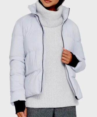 THEORY Stand Puffer CH City Poly Silver NWT$425 Size S | eBay
