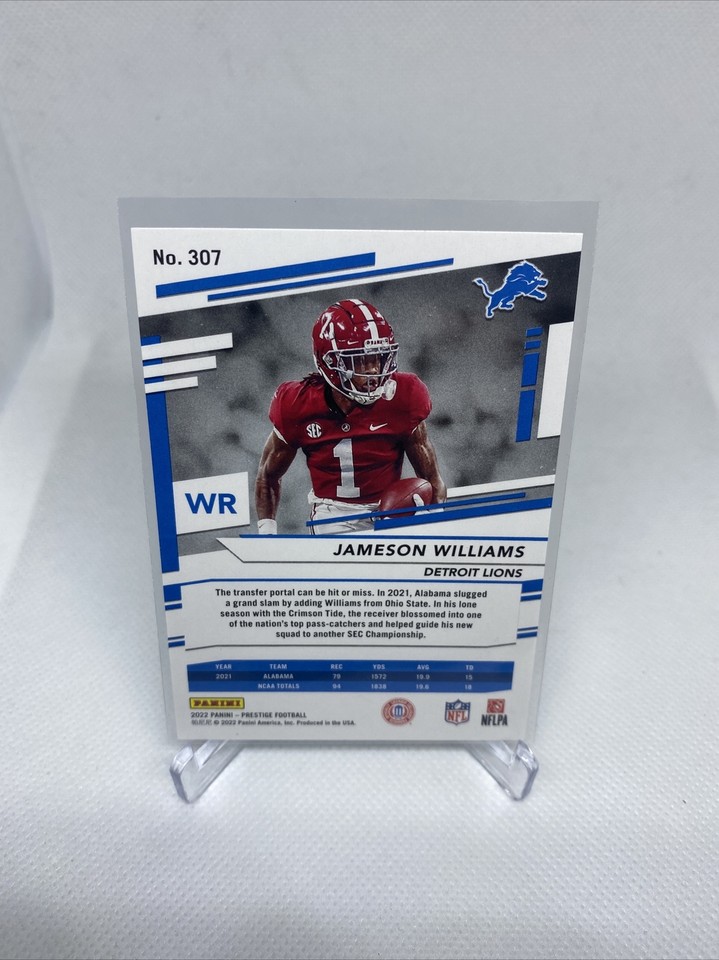 2022 Panini Prestige JAMESON WILLIAMS Rookie Card RC #307 Lions | eBay