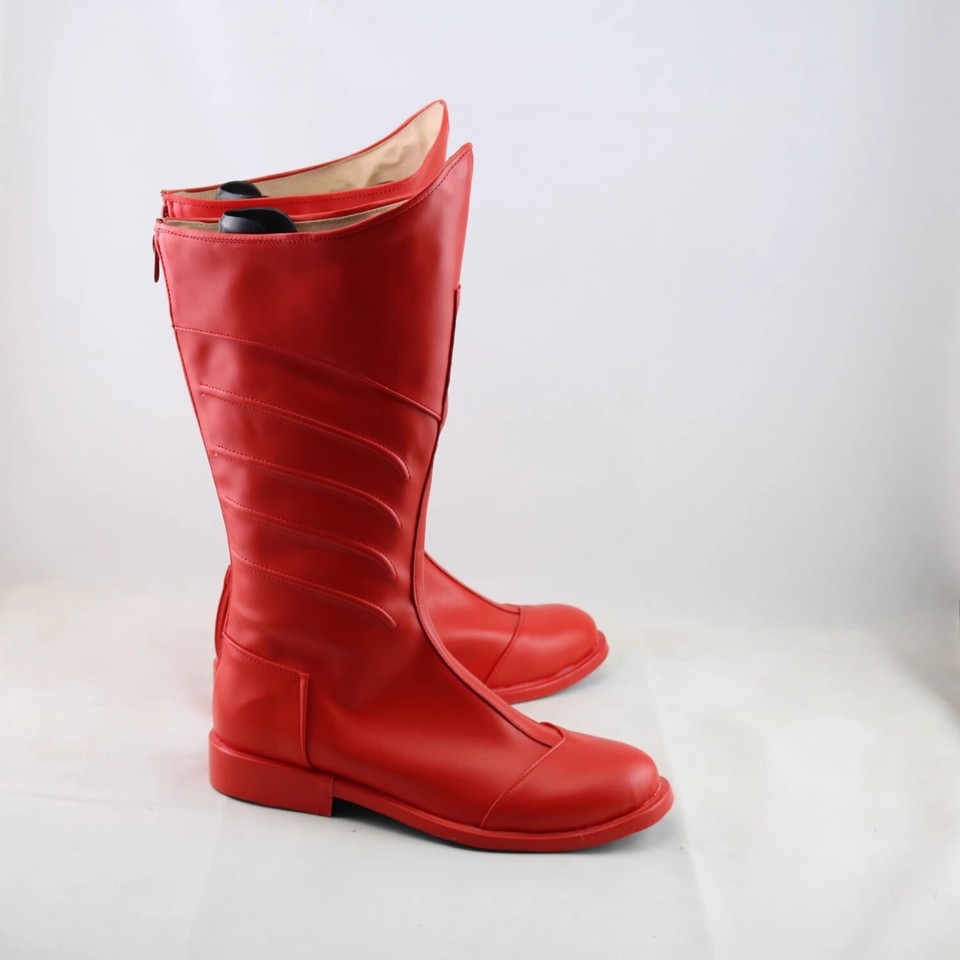 Superman Cosplay Boots Shoes Men Red Leather Customized Halloween | eBay
