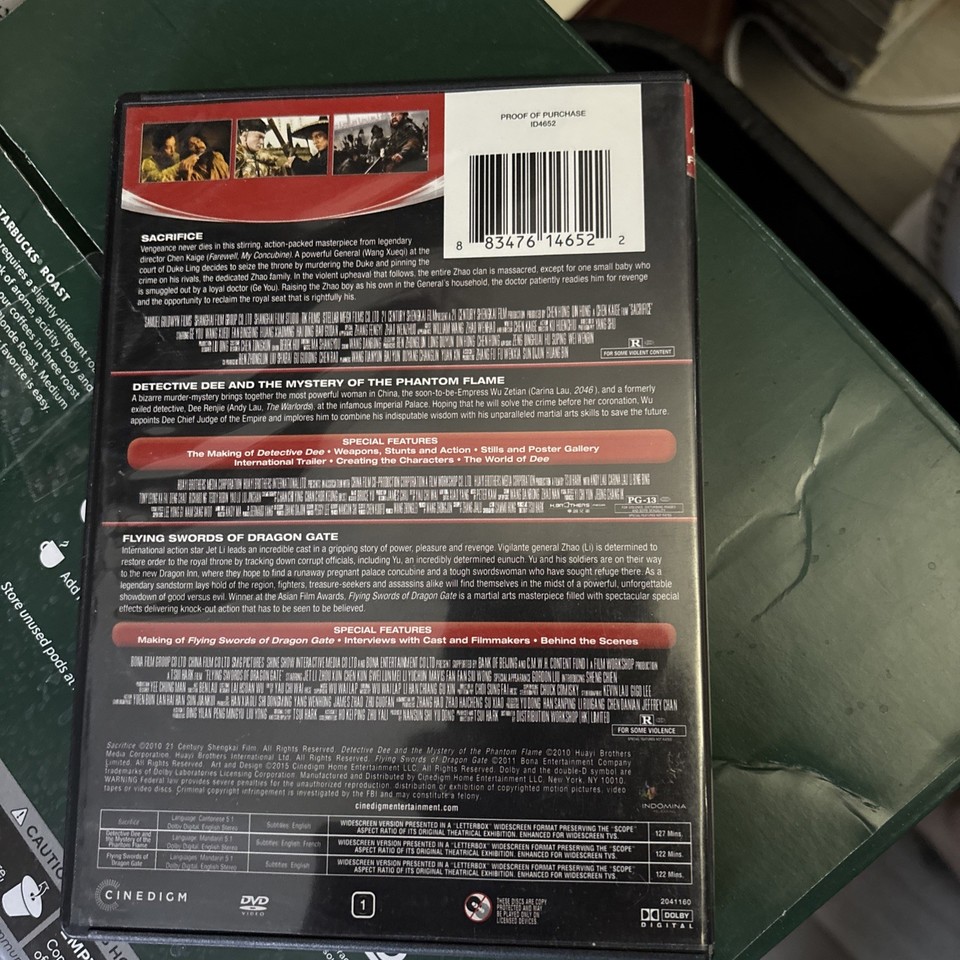 Martial Arts Triple DVD -Sacrifice, Detective Dee, Flying Swords *Very ...