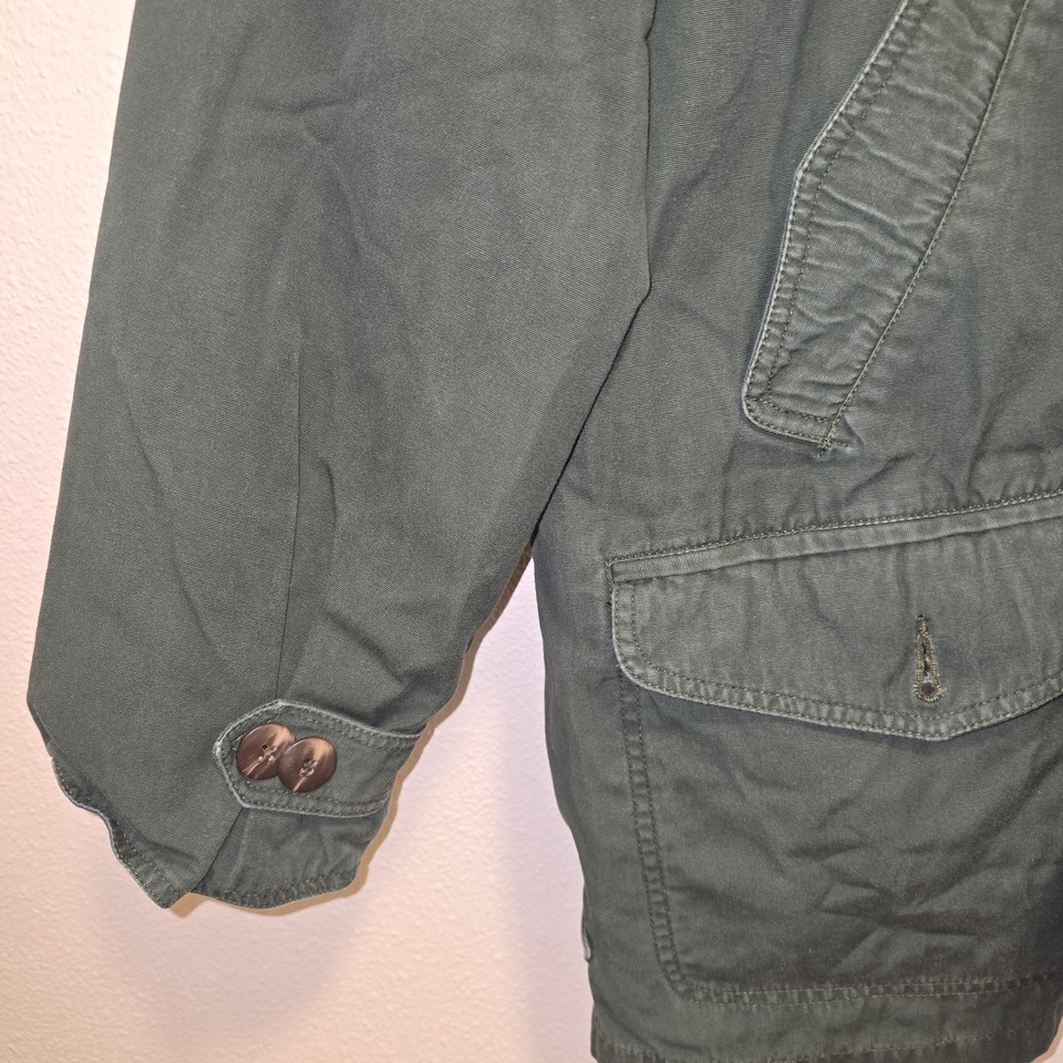 Vintage Adirondack Field Jacket Green Leather Collar Barn Coat Outdoors ...