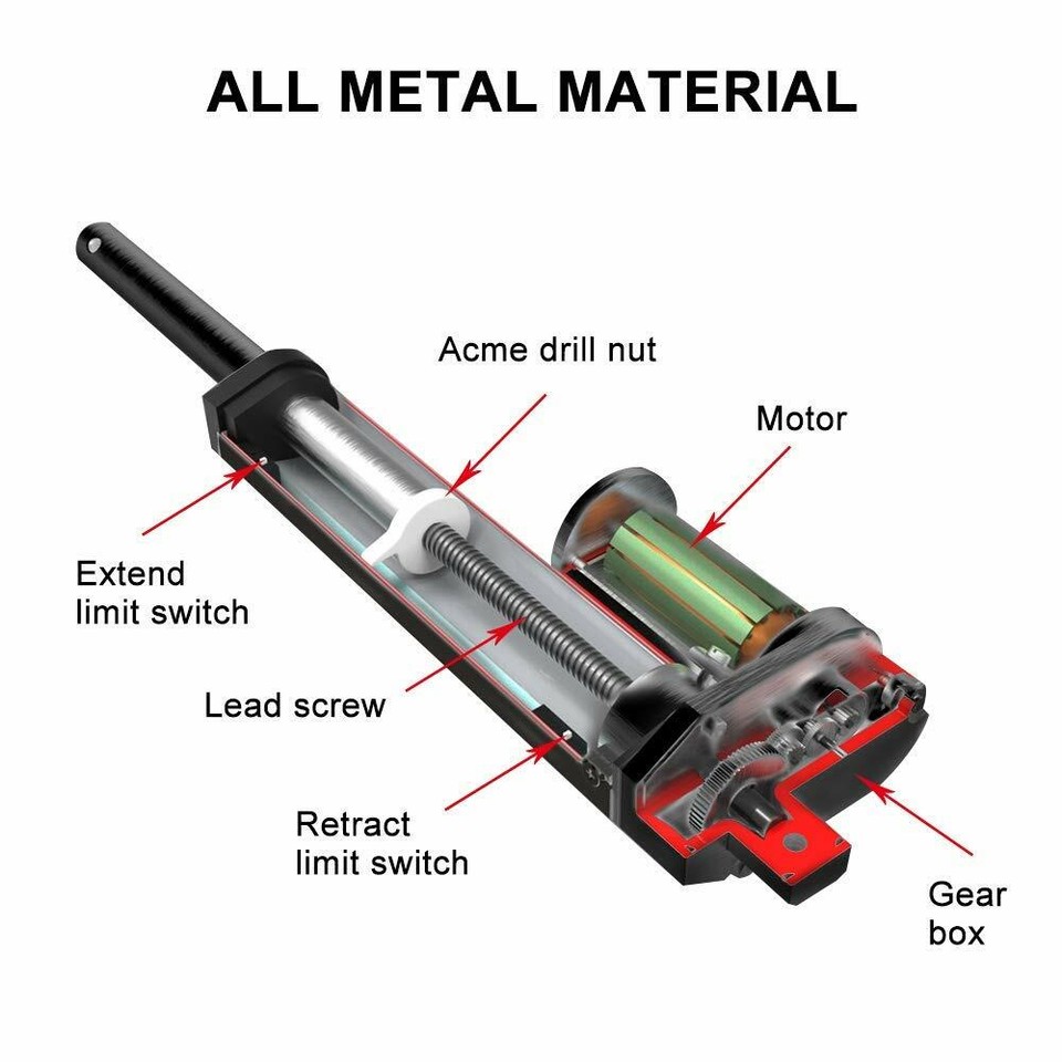 12V Linear Actuator Heavy Duty Long Stroke 2"~40" 440lbs 660lbs ...
