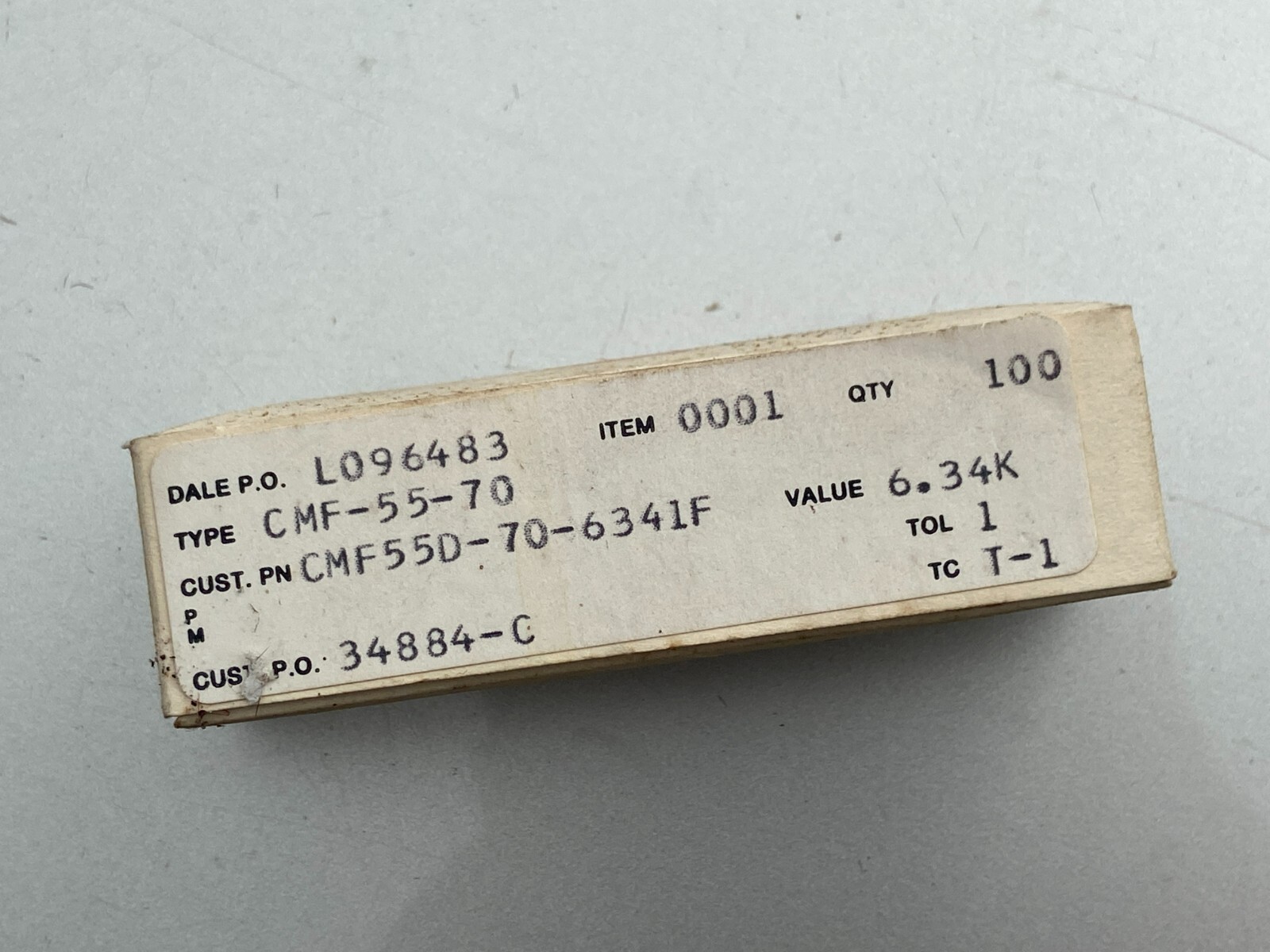 100 NOS Dale 6.34k ohm 1% CMF-55-70 Precision Metal Film Resistors TEST ...