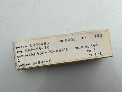 100 NOS Dale 6.34k ohm 1% CMF-55-70 Precision Metal Film Resistors TEST ...