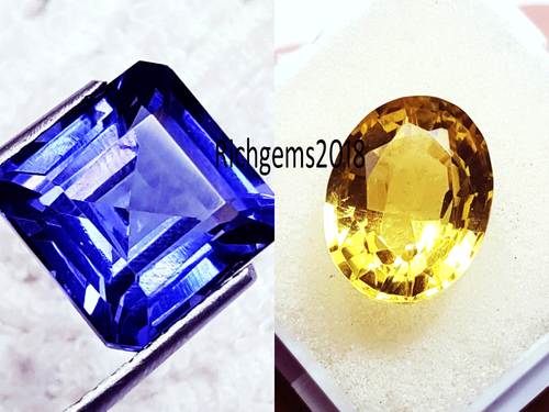 Loose Gemstone Natural Yellow & Tanzanite 8 to 10 Ct Mixed Pair ...