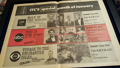 ITC Productions ABC, NBC, CBS Rare Original 1969 Program Poster Ad ...