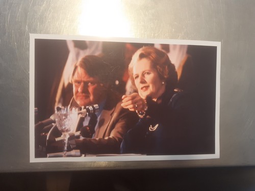 Margaret Thatcher & Bernard Ingham Photograph SIGNED by Bernard on back ...