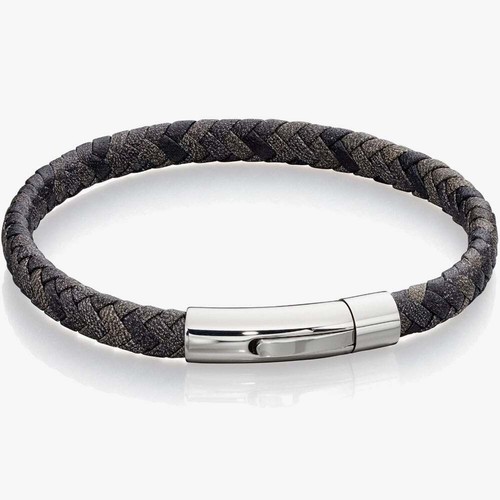 Fred Bennett Antique Grey Woven Leather 21.5cm Bracelet B5276 | eBay UK