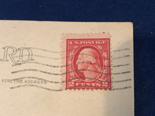 Vintage Postacrd W/ Red George Washington 2 Cent Stamp Used See pics ...