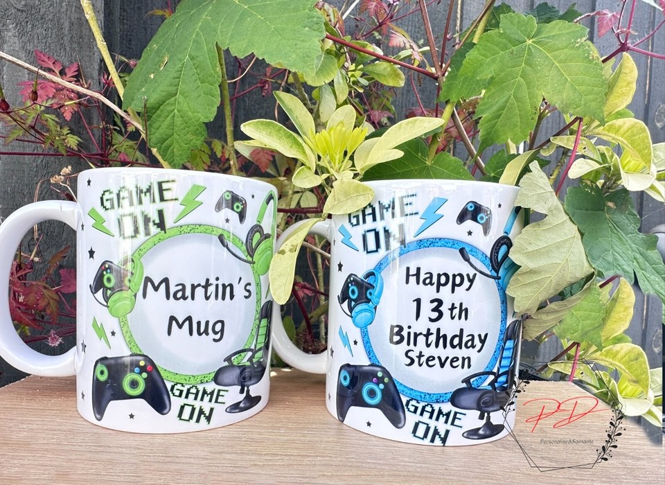 Personalised Birthday Gamer Coffee Tea Mug Level Up Video Gaming ...