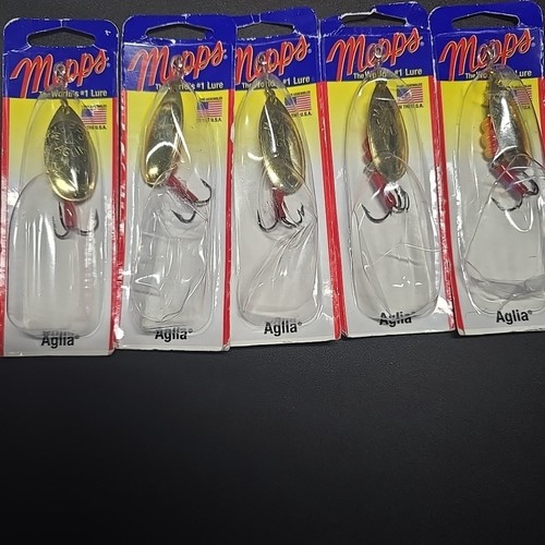 Lot of [5] Mepps Aglia Size #4 Spinner Lures- BRASS BLADE | eBay