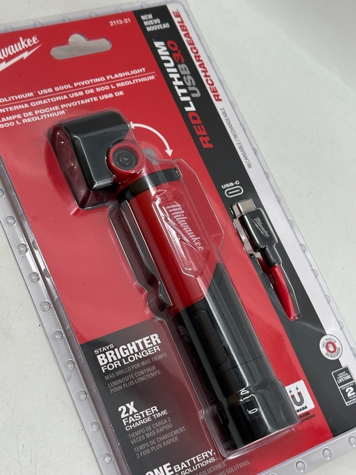 Milwaukee 2113-21 REDLITHIUM USB 3.0 Rechargeable 500L Pivoting ...
