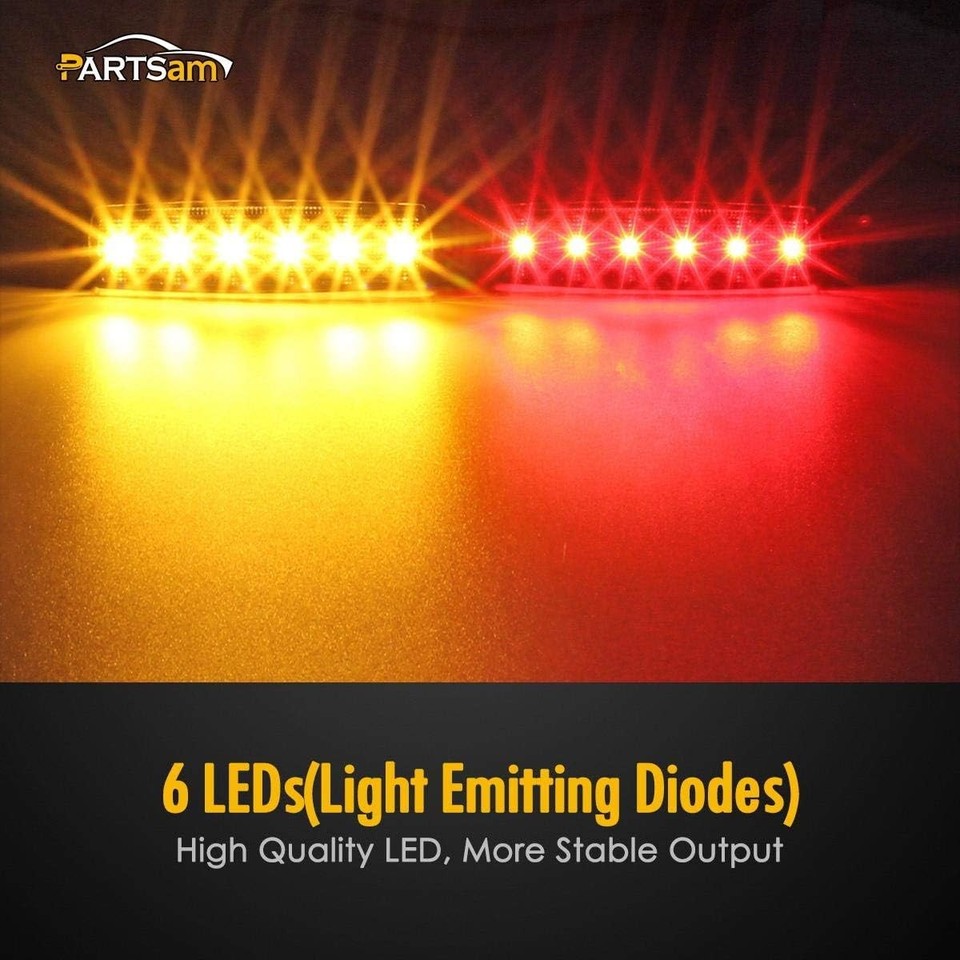 20Pcs 3.8" Thin line Amber/Red LED Marker Clearance Lights Smoked ...