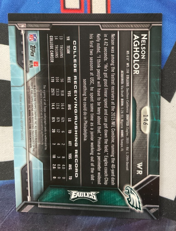 2015 Topps Chrome Football #146 Nelson Agholor Autograph Refractor MINI ...
