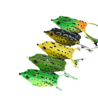 5Pcs Fishing Soft Toad Frogs Bass Fishing Lure Baits Hollow Body Water ...