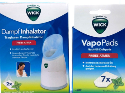 WICK Dampf-Inhalator manuell incl. 2 VapoPads Mentholduft + 7 x ...