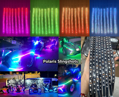 8pcs 2FT RGB Color Chasing LED Strip Lights Underglow Kit For Polaris ...