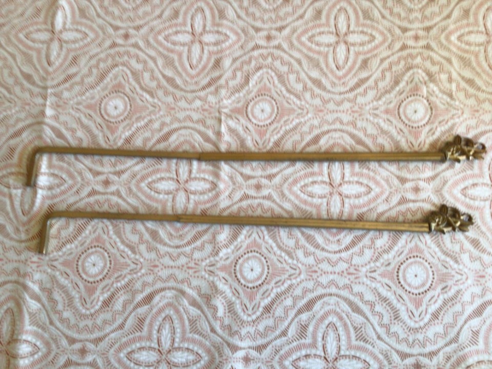 2 Vintage Swing Arm Curtain Rods Adjustable, Brass/Bronze Color, See ...
