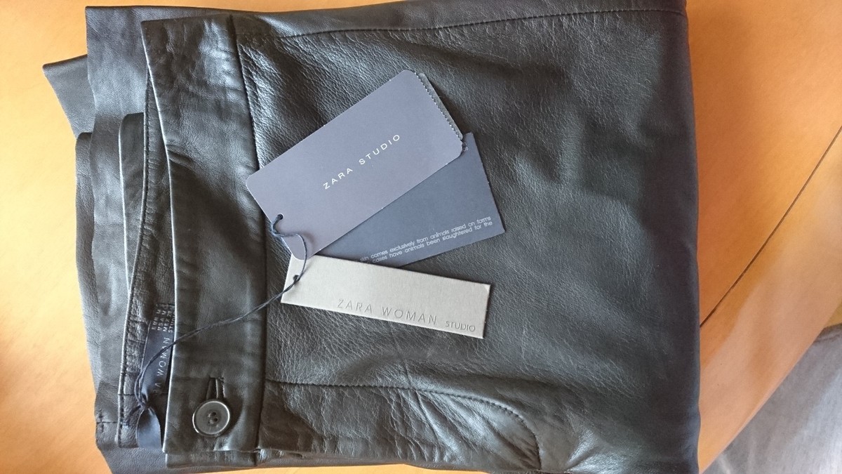 ZARA WOMAN FW BELL BOTTOM 100% LEATHER TROUSERS STUDIO ZARA WOMAN FW BELL BOTTOM 100% LEATHER TROUSERS STUDIO