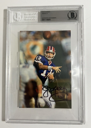 JIM KELLY SIGNED PHOTOGRAPH AUTOGRAPH AUTO PHOTO NFL BLACK BECKETT ...